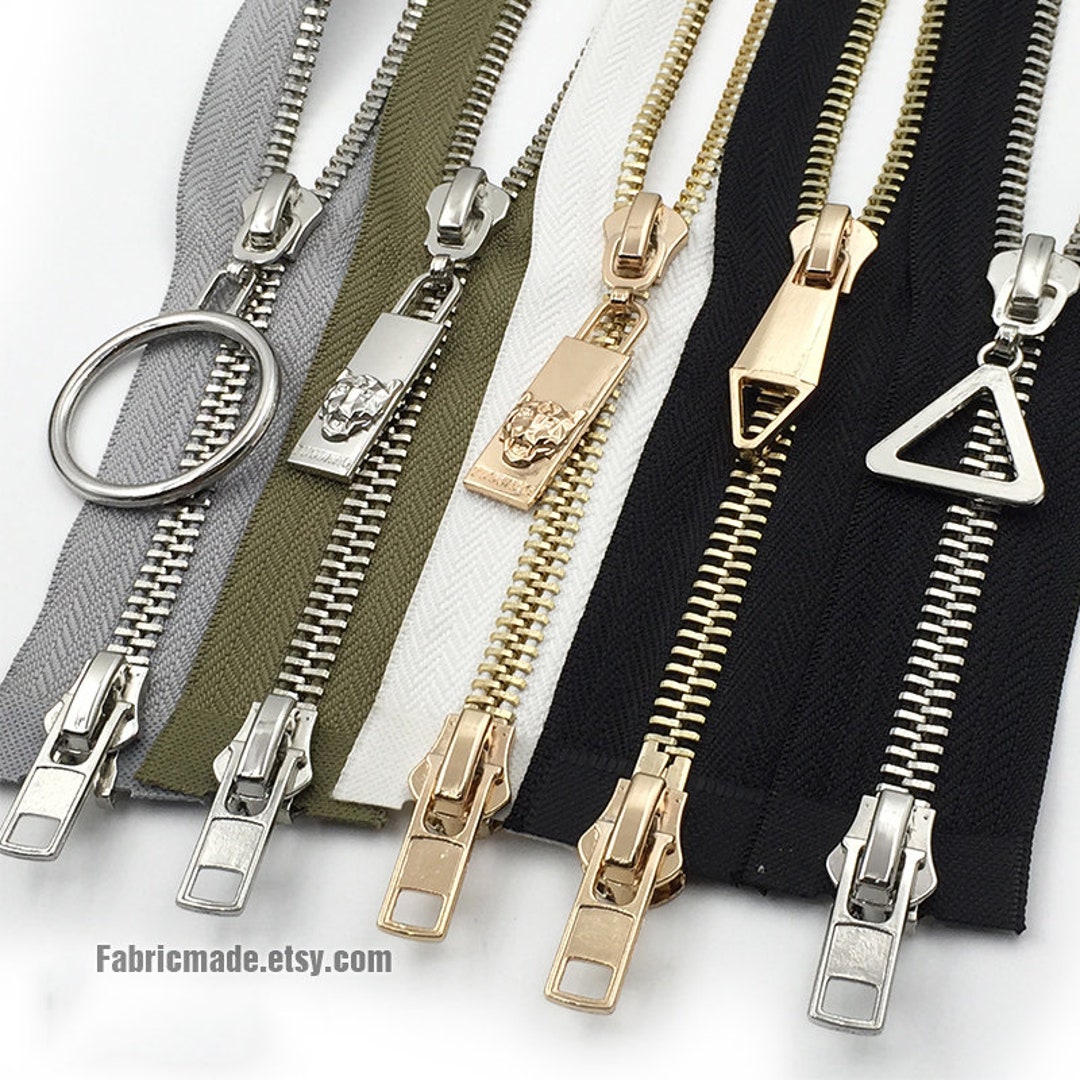 Luxury Gold Silver Teeth Zippers, Two Ways Metal Zippers for #8 BRASS ...