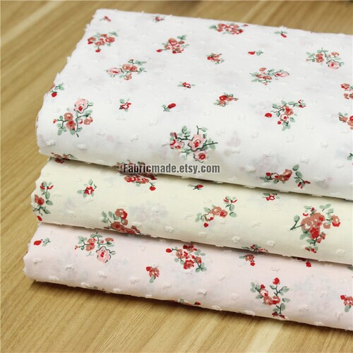 Mini Rose Floral Cotton Fabric Jacquard Dots Pink Purple - Etsy