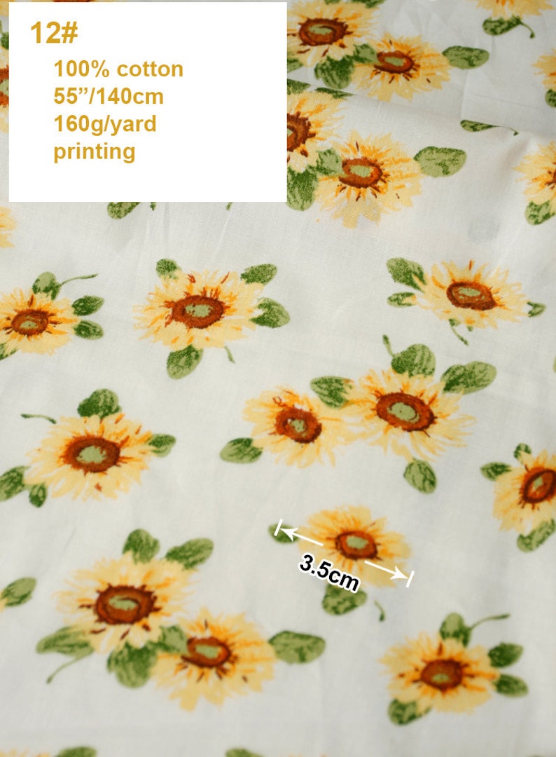 Sunflower Cotton Fabric Flower Fabric Floral Fabric Cotton - Etsy