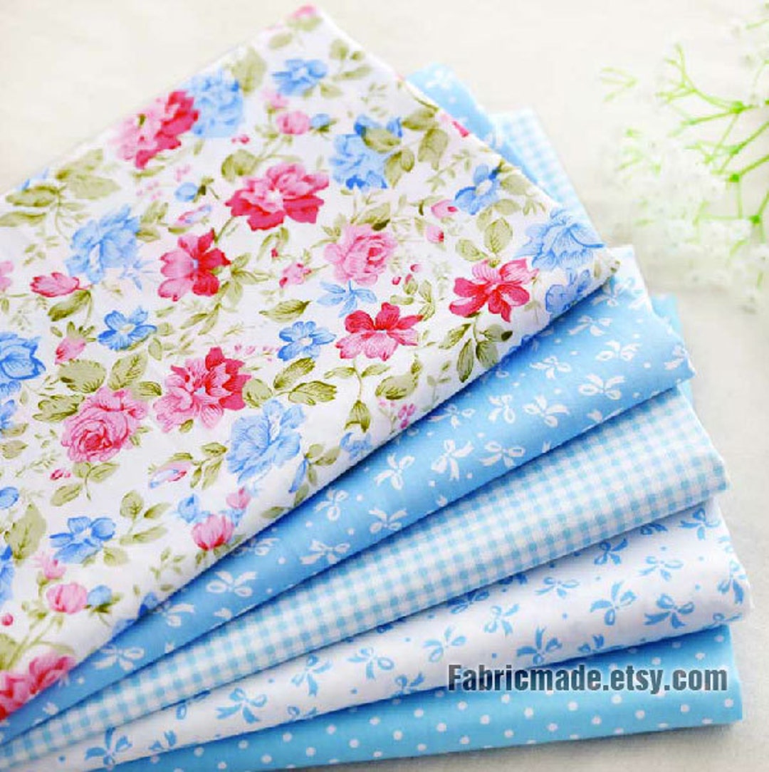 Fat Quarter Bundle / Light Blue Cotton Bundle Fabric / Quilting Fabric ...