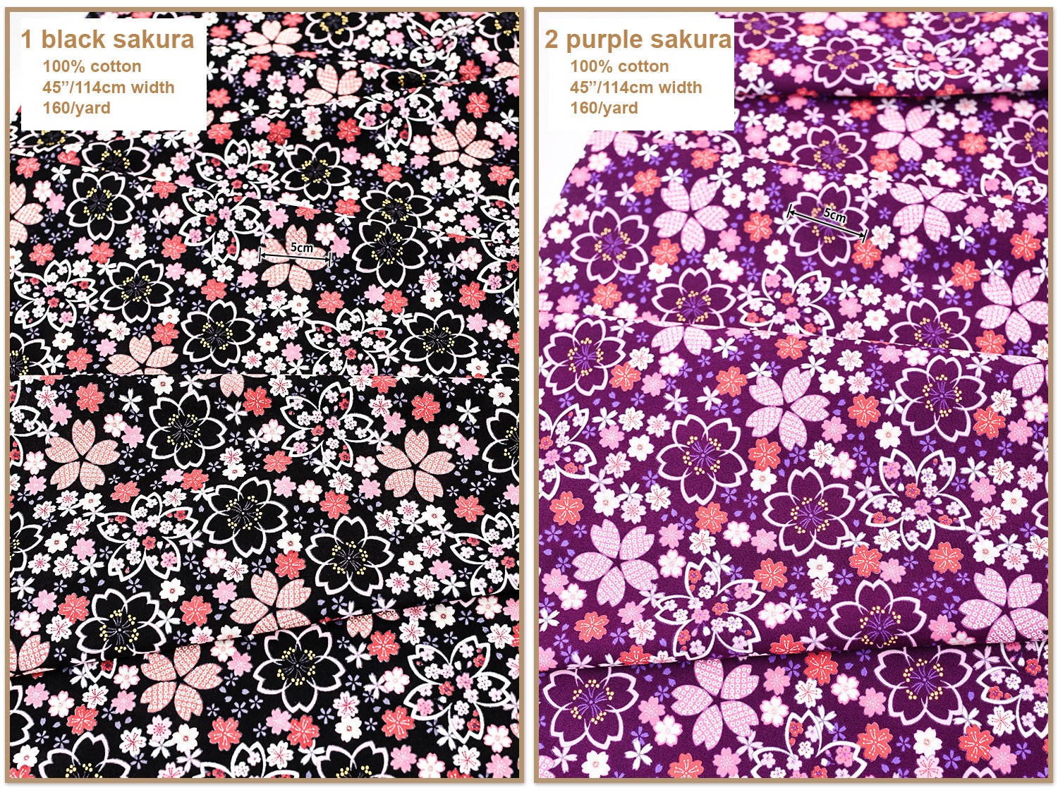 Shabby Japanese Floral Cotton Fabric Cherry Blossom Flower - Etsy
