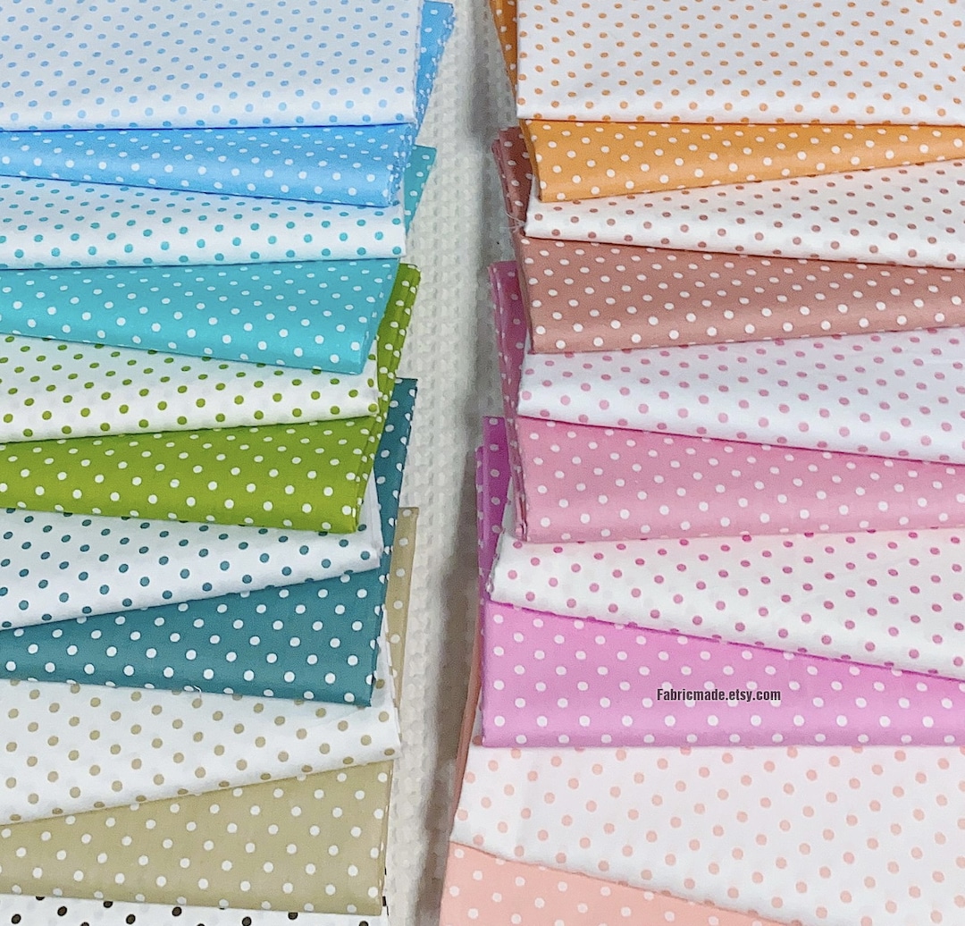 19 Colors- Polka Dots Cotton, White Cotton Fabric With Dots, Polka Dots Cotton, Fabric With Dots ...