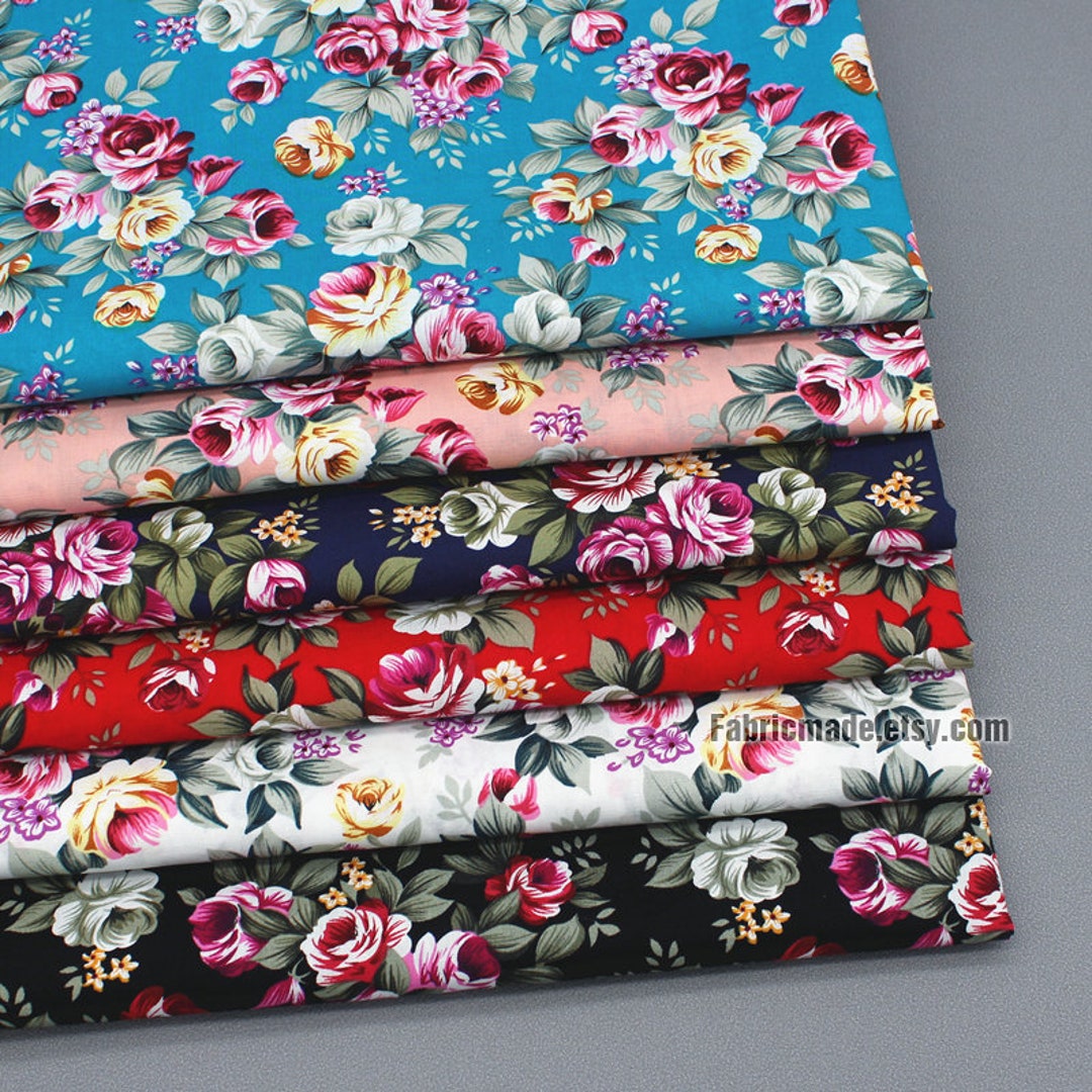 Pink Red Rose Floral Fabric Coordinating Fabric Flower Shabby Chic - 1/ ...