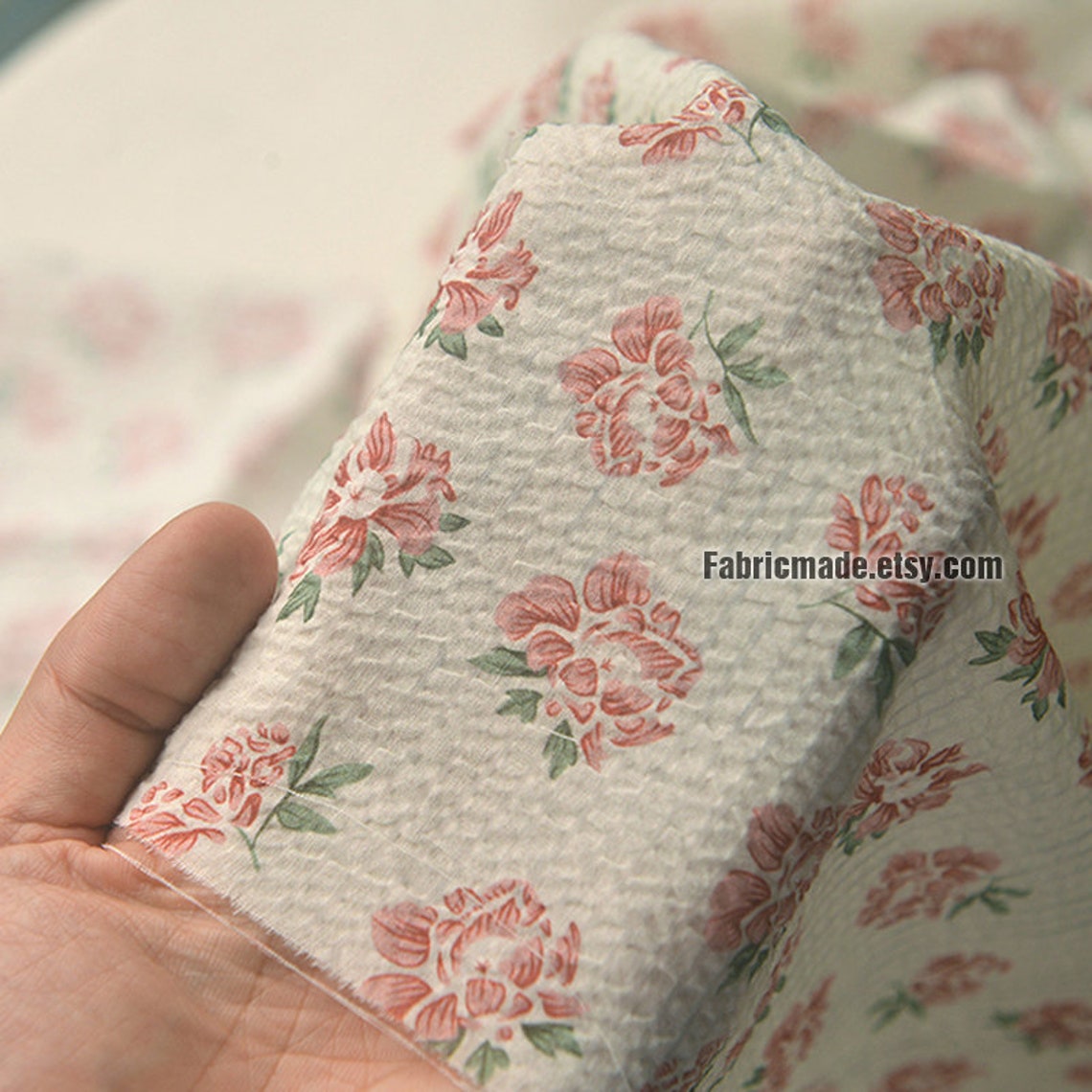 Floral Seersucker Bubble Cotton Fabric Pink Purple Yellow - Etsy