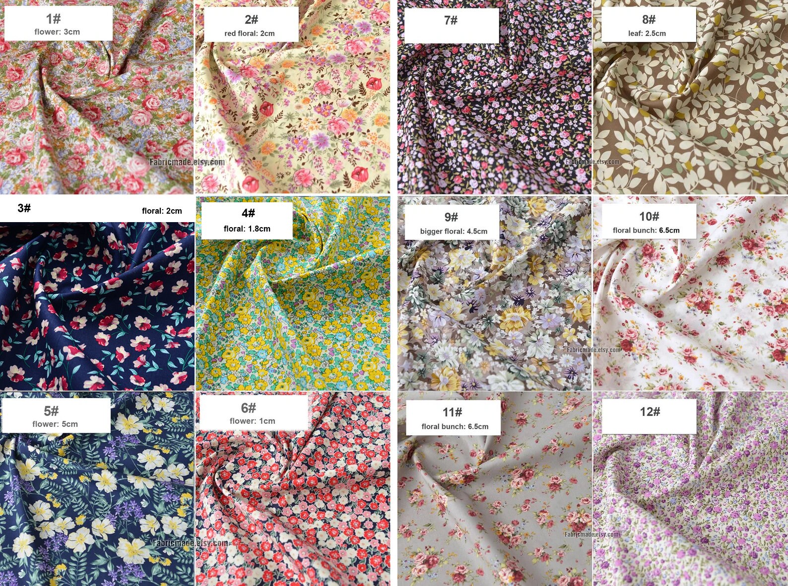 50 Styles Little Floral Cotton Fabric Shabby Flower Cotton - Etsy