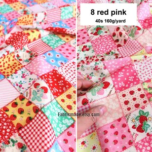 Shabby Chic Strawberry Floral Plaid Cotton Fabric Patchwork Style - 1/2 ...