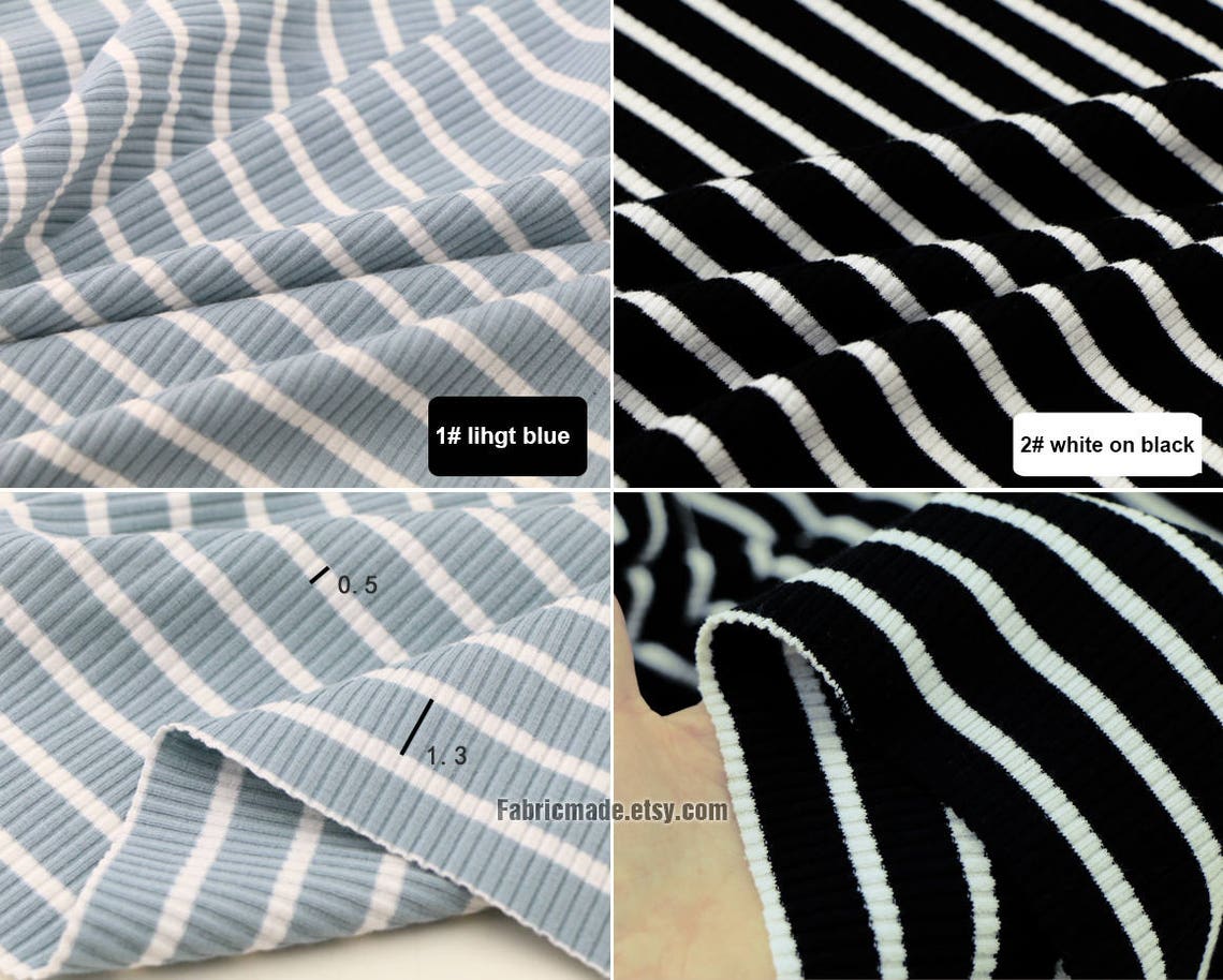 Rib Knit Cotton Fabric Ribbing Binding Stripes Knitting - Etsy