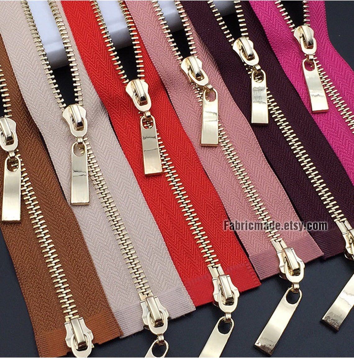 24 Colors Gold Teeth Zippers, Two Ways Metal Zippers for Jackets ...