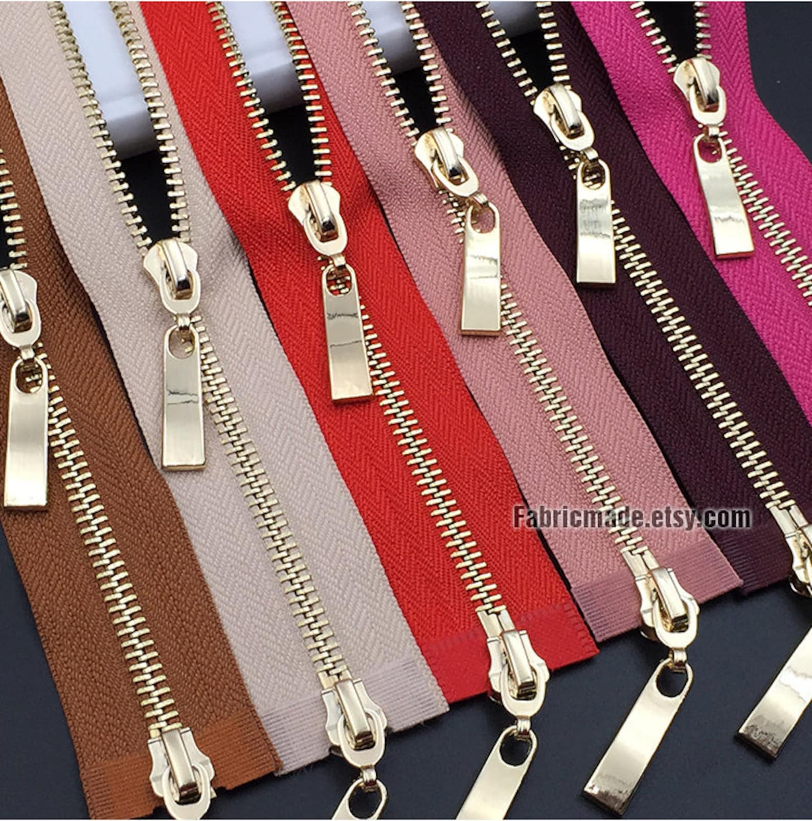 24 Colors Gold Teeth Zippers, Two Ways Metal Zippers for Jackets ...
