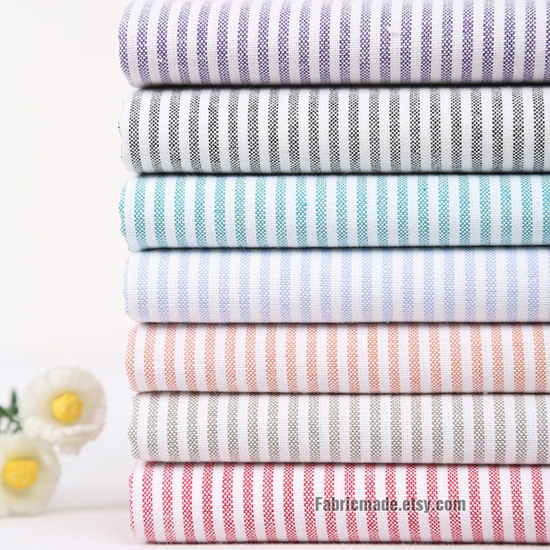 100% Cotton Stripes Fabric Stripes Cotton- Blue Red Black Green Purple ...