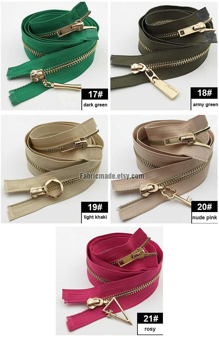 Luxury 80-120cm Gold Teeth Zippers, Two Ways Metal Zippers for Jackets ...