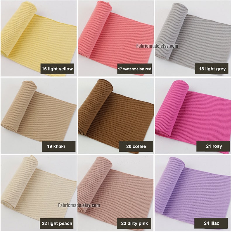 32 Colors Thick Ribbing- 16cm X 100cm Ribbing and Binding Knit Fabric ...