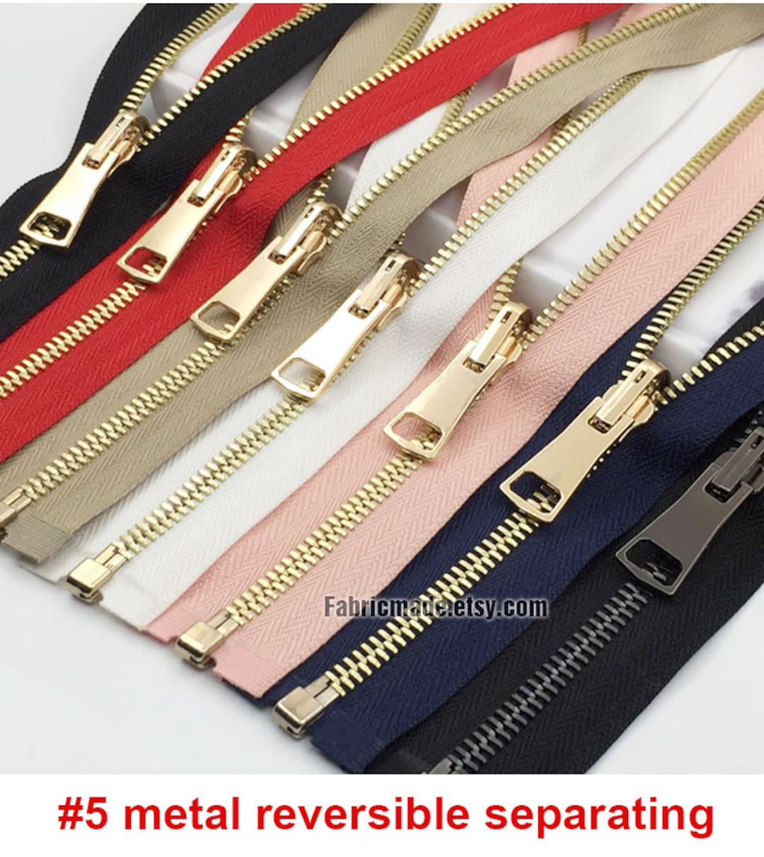 No. 5 Metal Reversible Separating Zipper Gold Silver Gunmetal in Black ...