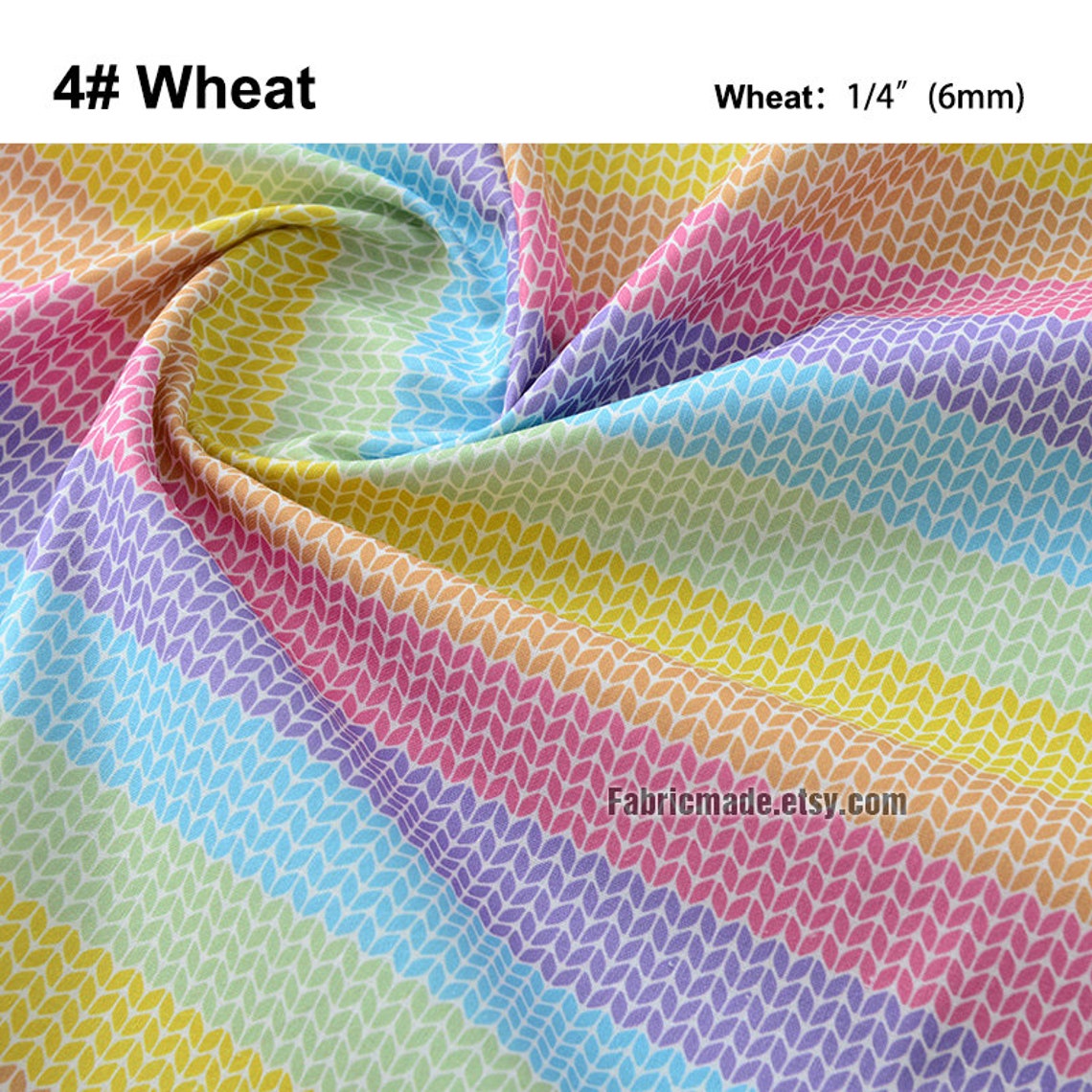 Rainbow Cotton Fabric Plaid Check Polka Dots Wheat Geometric | Etsy
