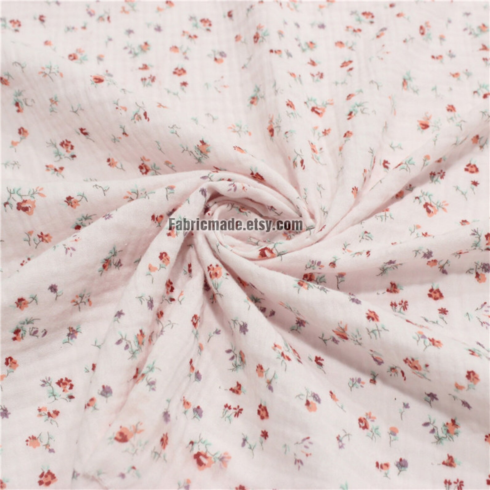 Mini Rose Floral Double Layers Cotton Crinkle Gauze Fabric for - Etsy