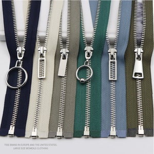 20"-31" Silver Teeth Zippers Metal Zippers for Jackets & Chaps #5 BRASS ...