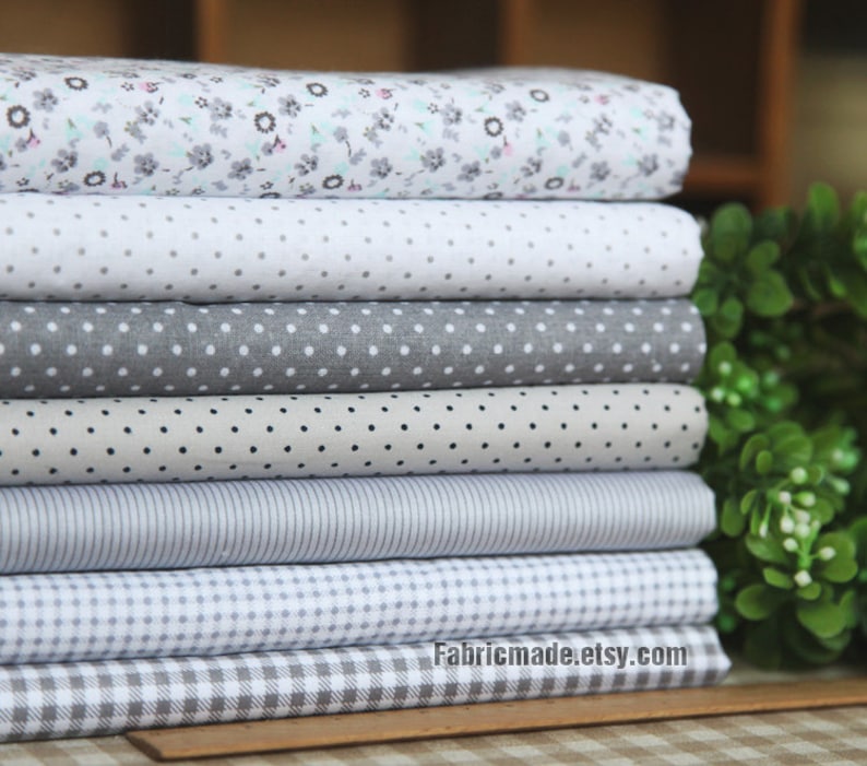 Grey Gray Bundle Fabric/ Grey Fabric/ Gray Cotton Fabric | Etsy