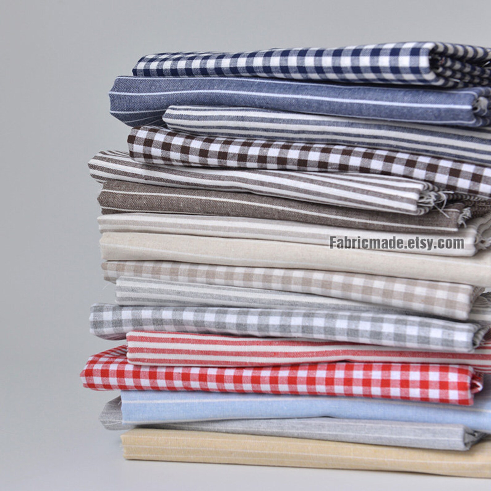 Sale- Cotton Linen/ Stripe Fabric/ Linen/ Plaid Linen/ Linen Fabric- 1/ ...