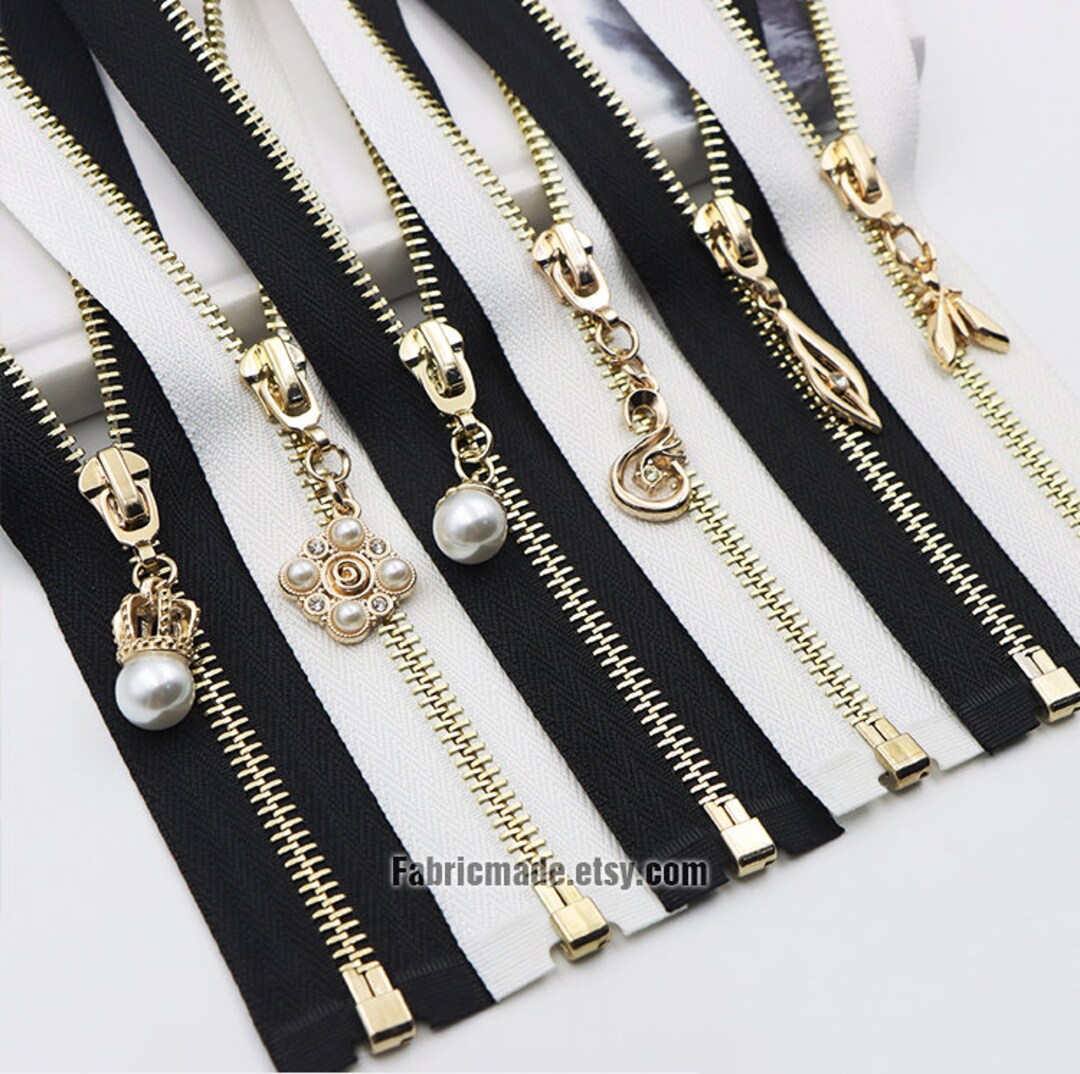 Black White Gold Teeth Zippers, Metal Zippers #5 BRASS Separating ...