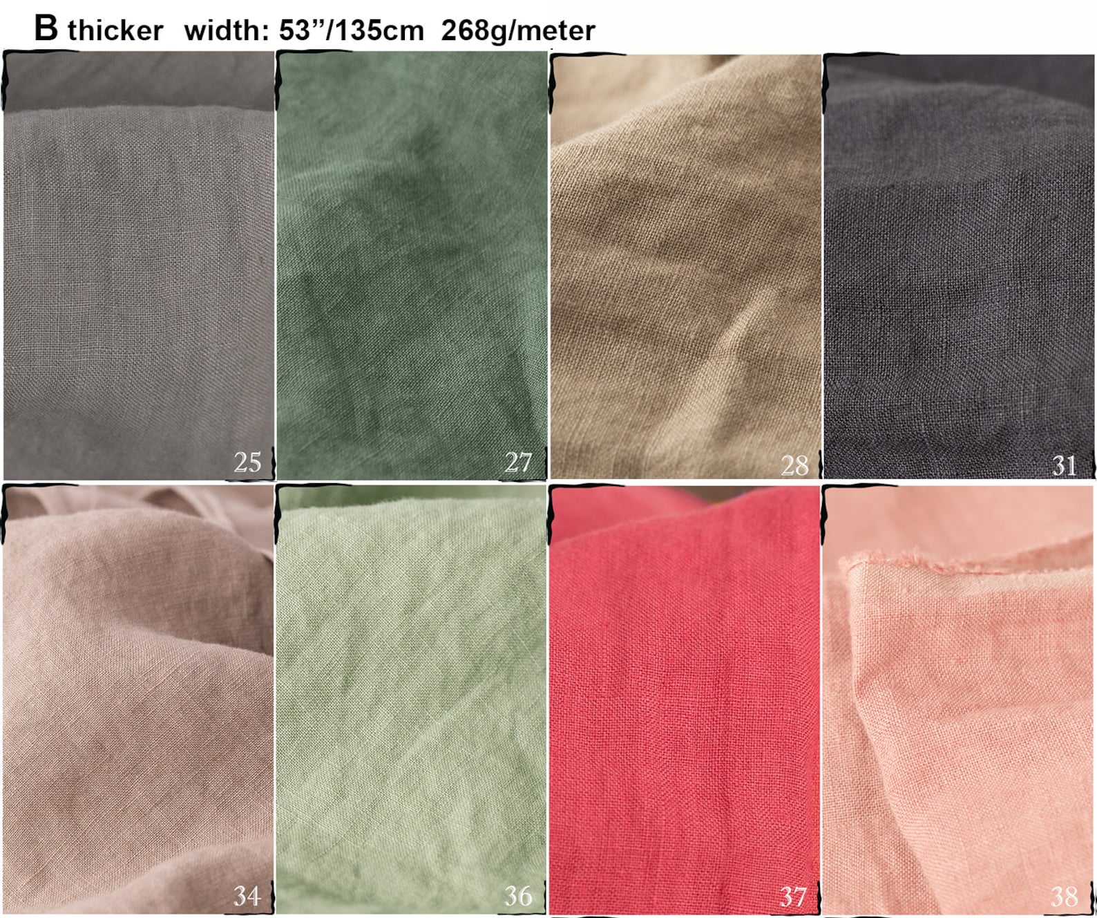 49 Colors 100% Linen Fabric Solid Softened Stonewashed Linen 140cm 55 ...