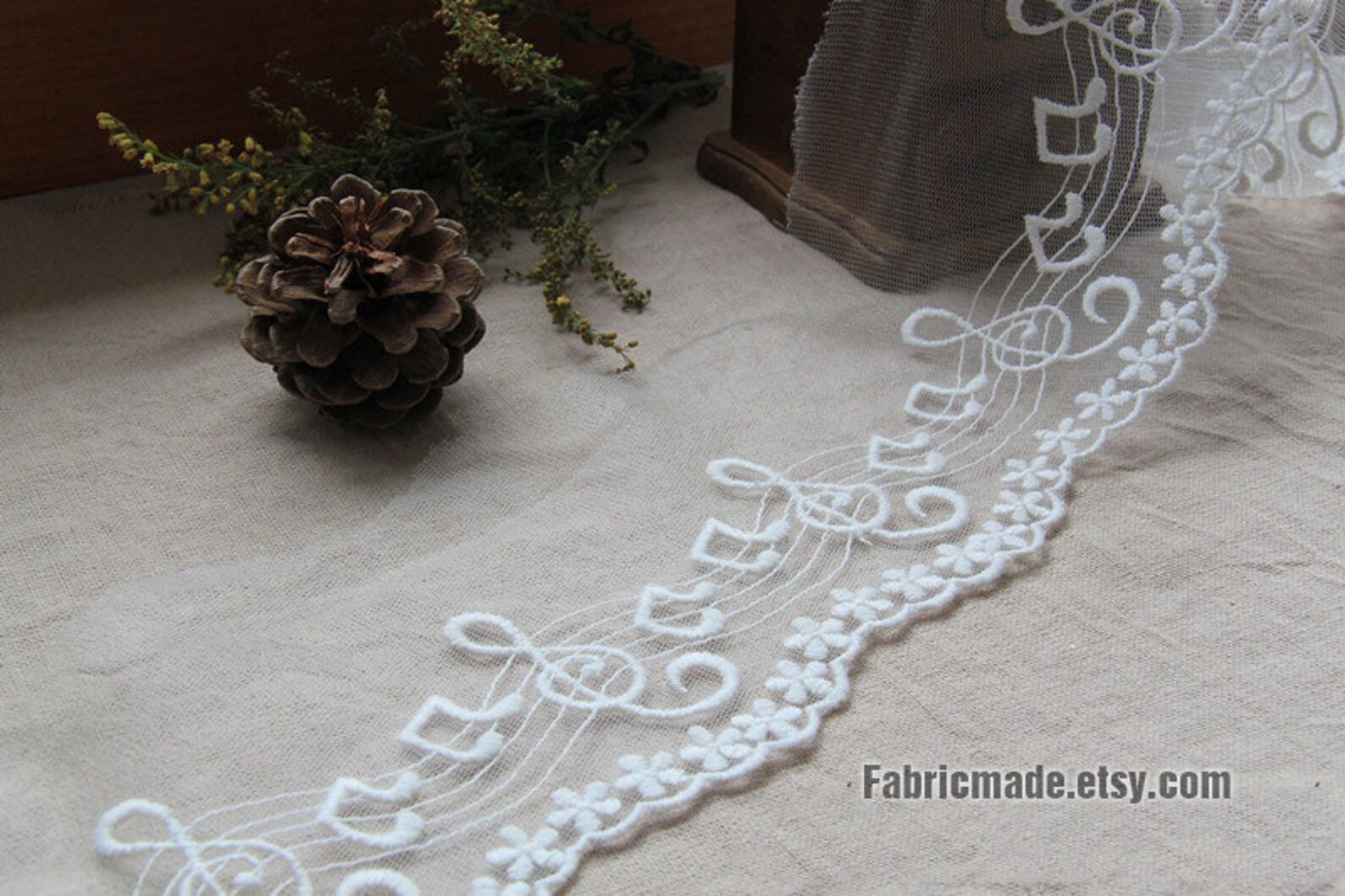 Black White Embroidery Lace Trim Bridal Lace Music Notes Lace - Etsy