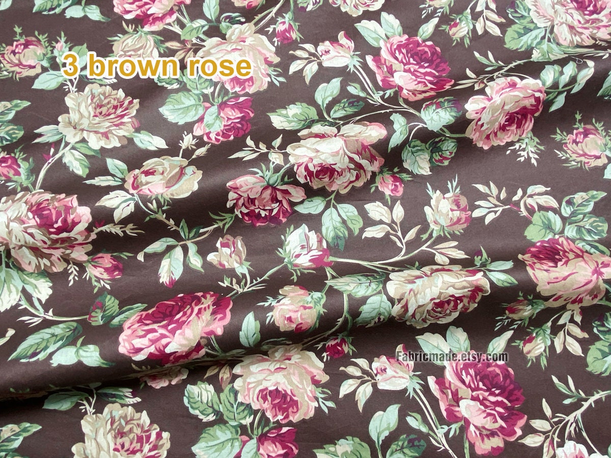 Pink Rose Fabric Roses Floral Cotton Shabby Chic Cotton - Etsy