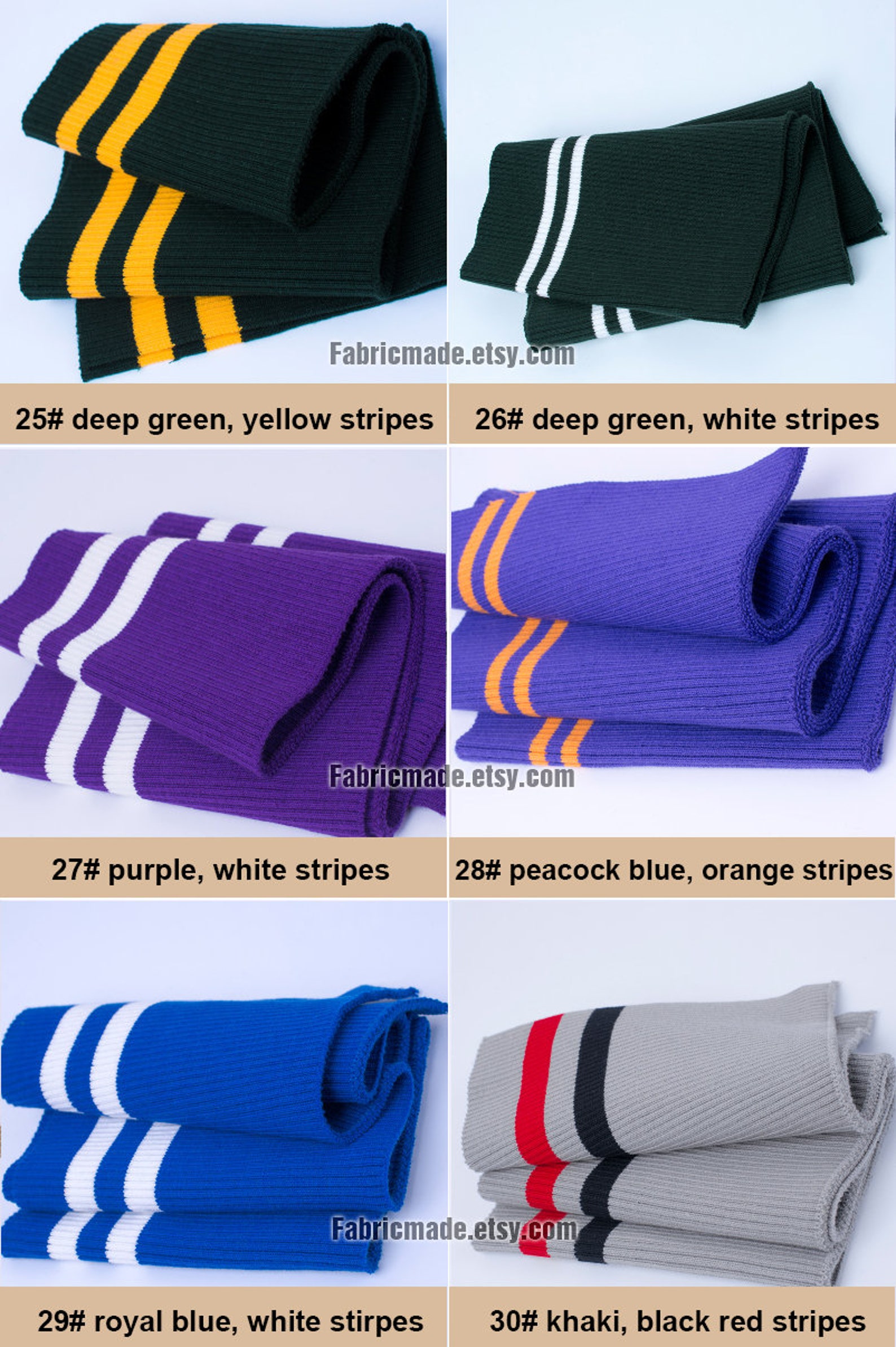 30 Colors Stripes Ribbing- 15cm X 80cm Ribbing and Binding Knit Fabric ...