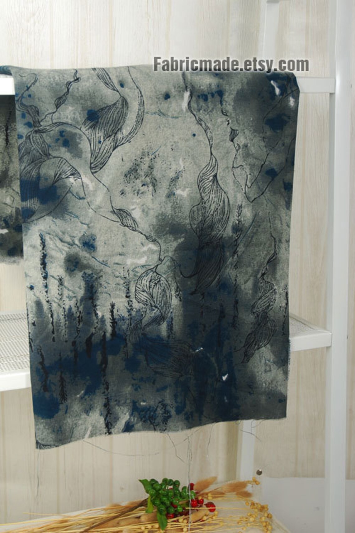 Vintage Style Cotton Linen Fabric Wash Painting Pattern in - Etsy