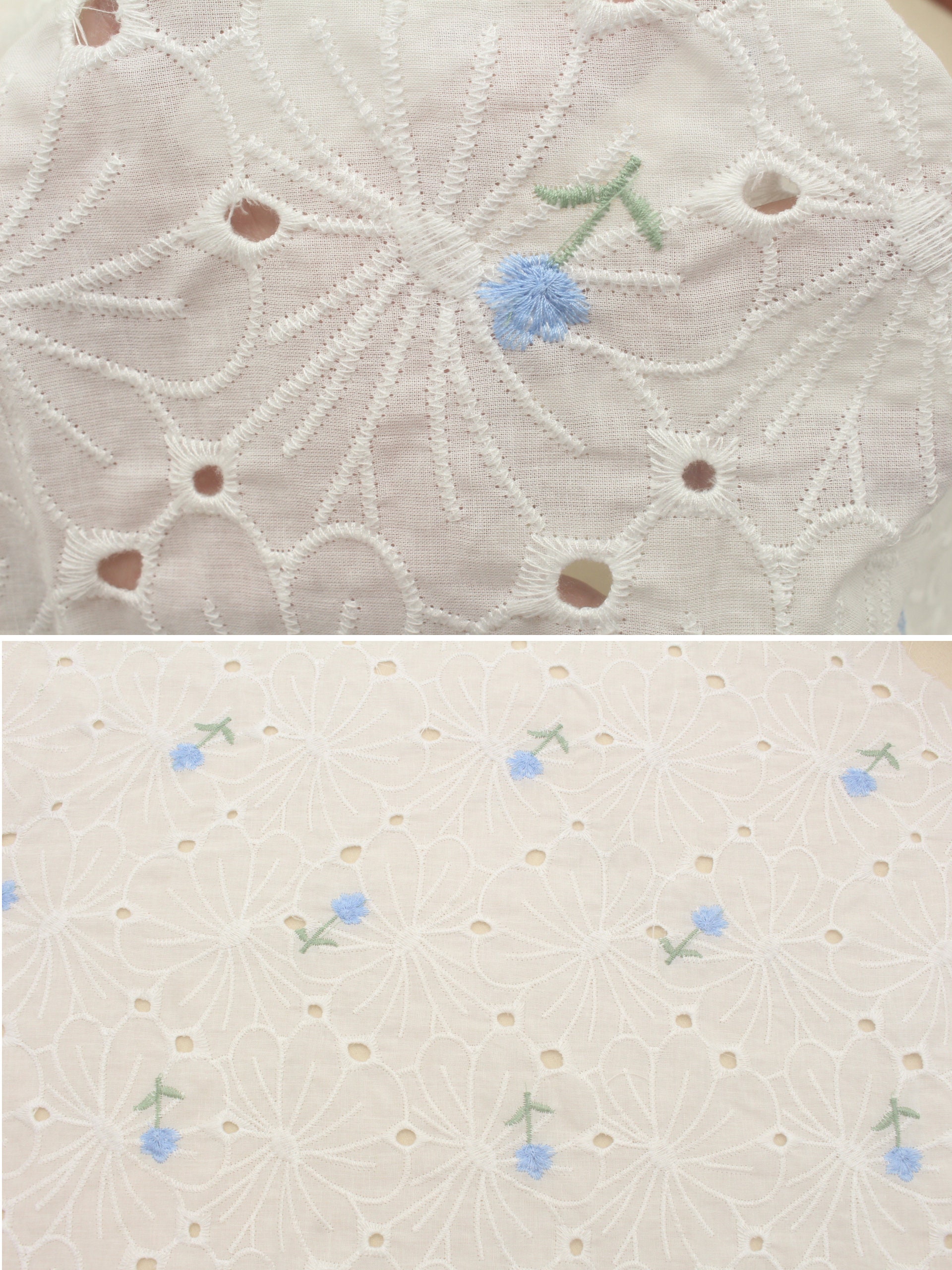Flower Embroidery Cotton Fabric White Cotton Tiny Floral Lace - Etsy
