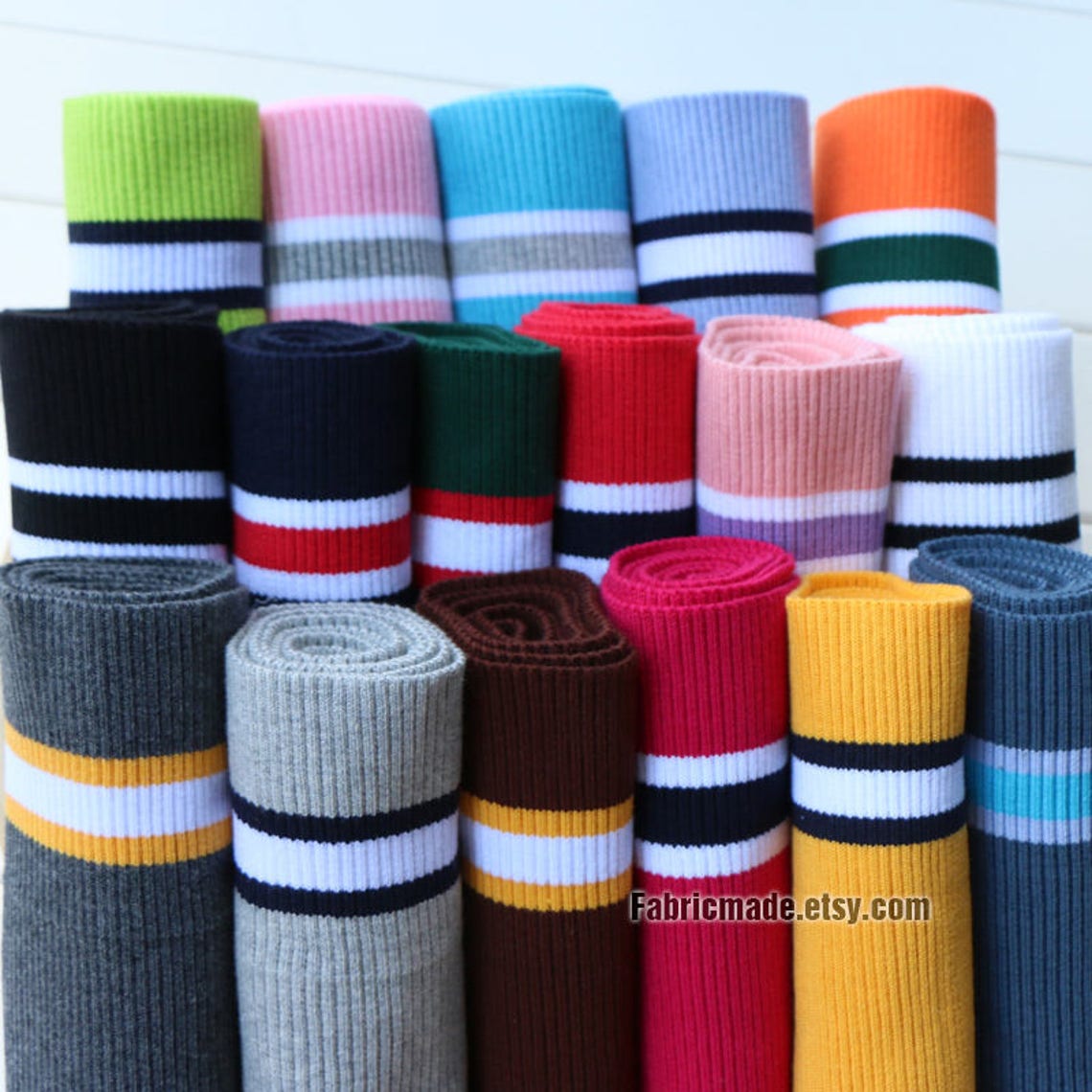 21 Colors Stripes Ribbing- 15cm X 80cm Ribbing and Binding Knit Fabric ...