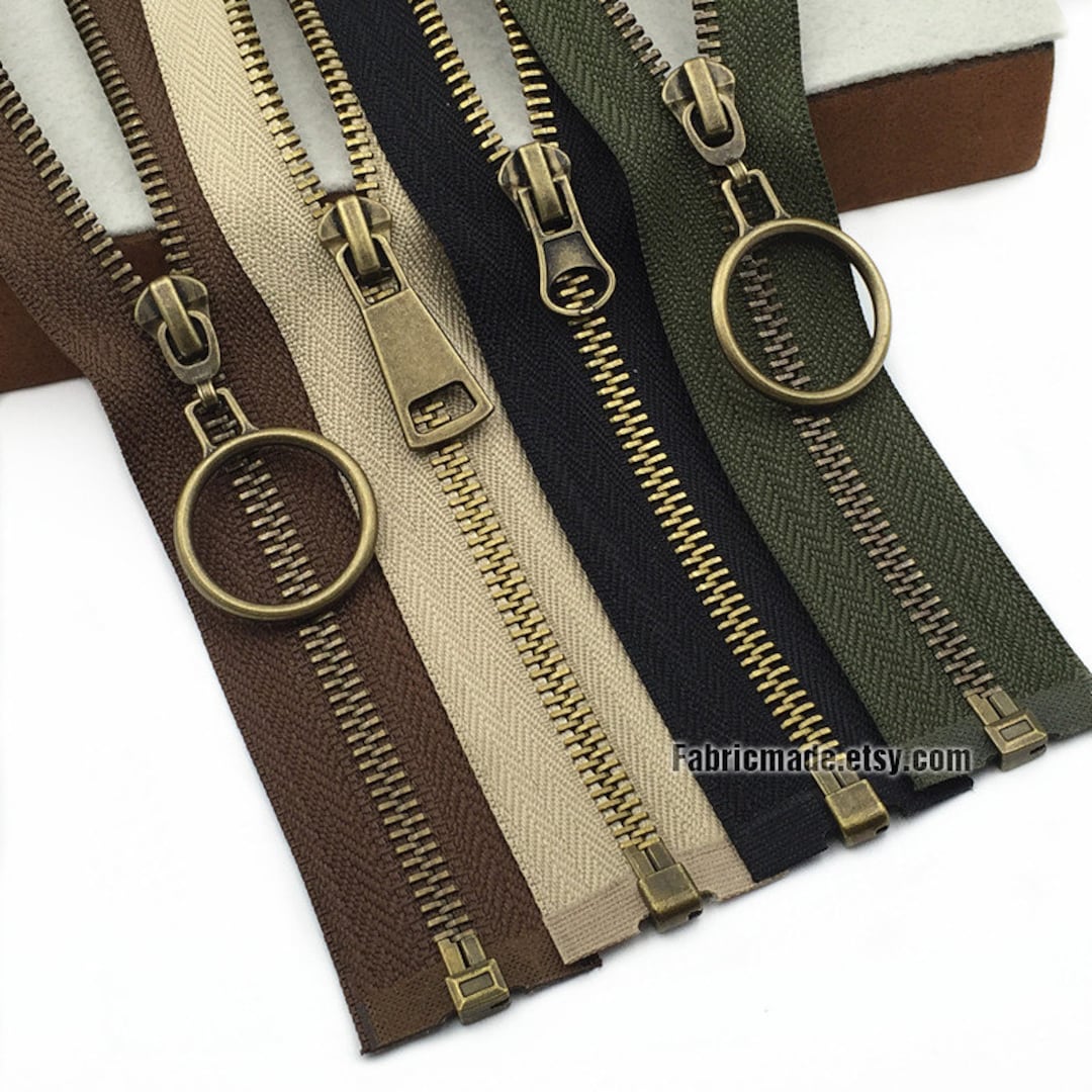 No. 5 Bronze Metal Zipper in Black Khaki Brown Army Green One Way ...