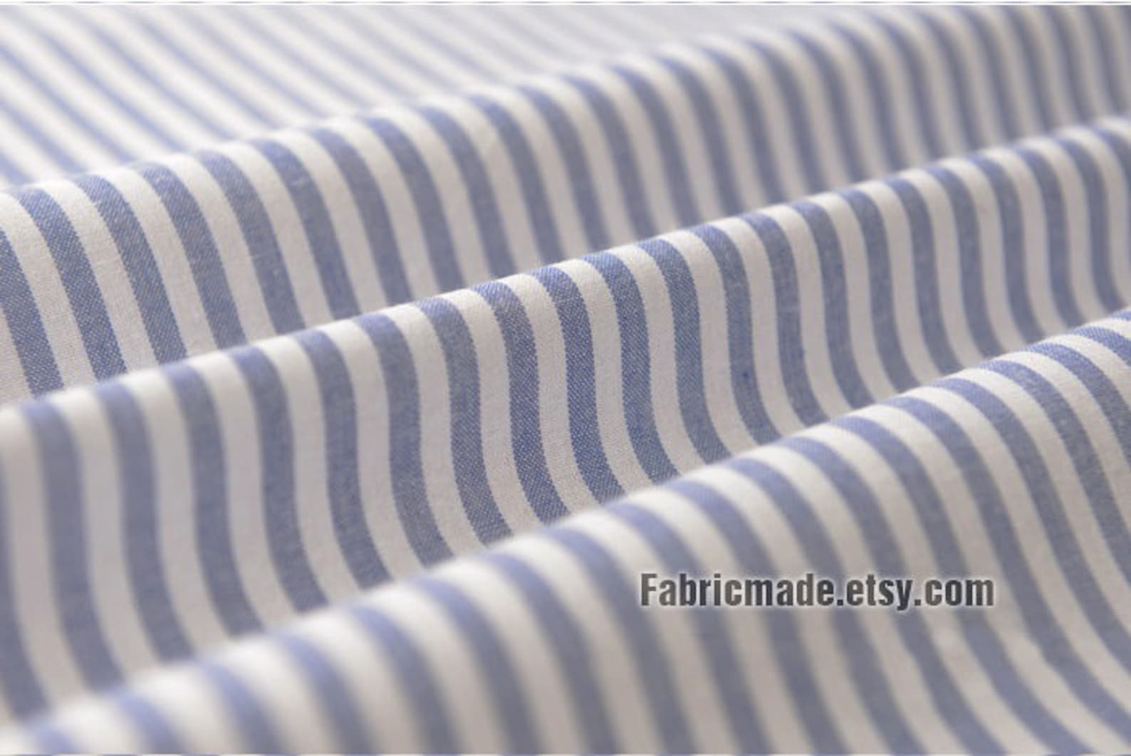 Yarn Dye Stripes Fabric/ White Blue Strips Linen Blended | Etsy