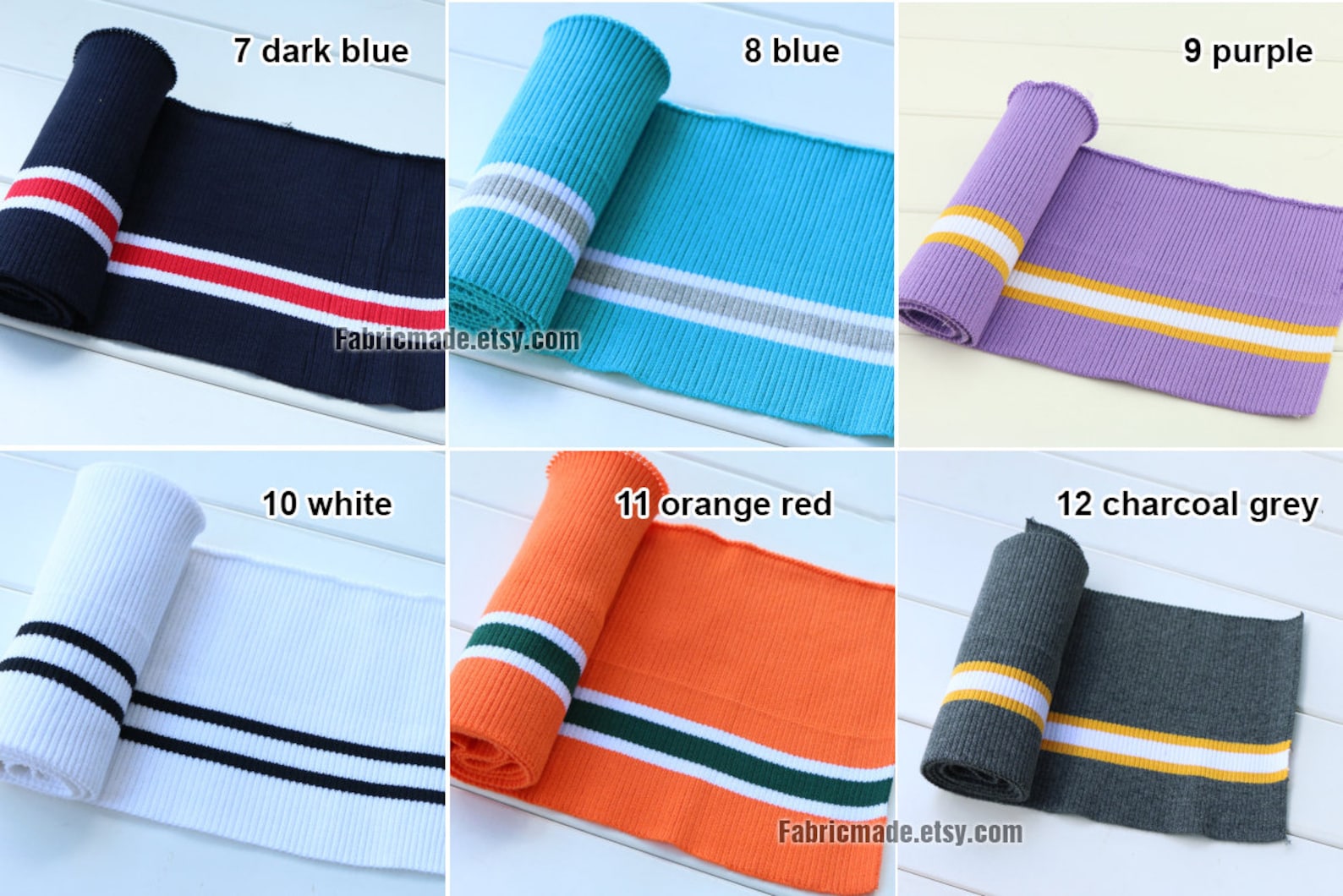 21 Colors Stripes Ribbing- 15cm X 80cm Ribbing and Binding Knit Fabric ...