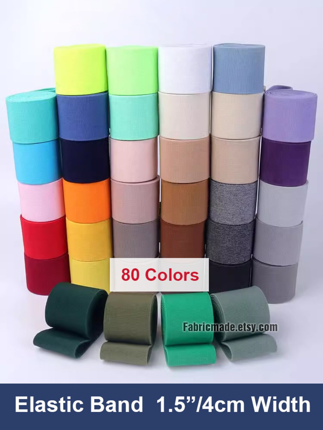 2 Yards 80 Colors Choose 1.5 Inch/ 40mm Basic Elastic Band, Elastic ...