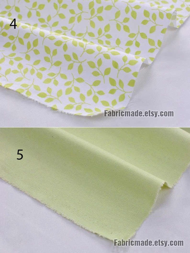 Spring Green Cotton Fabric Light Green Plaid Stripe Leaf - Etsy