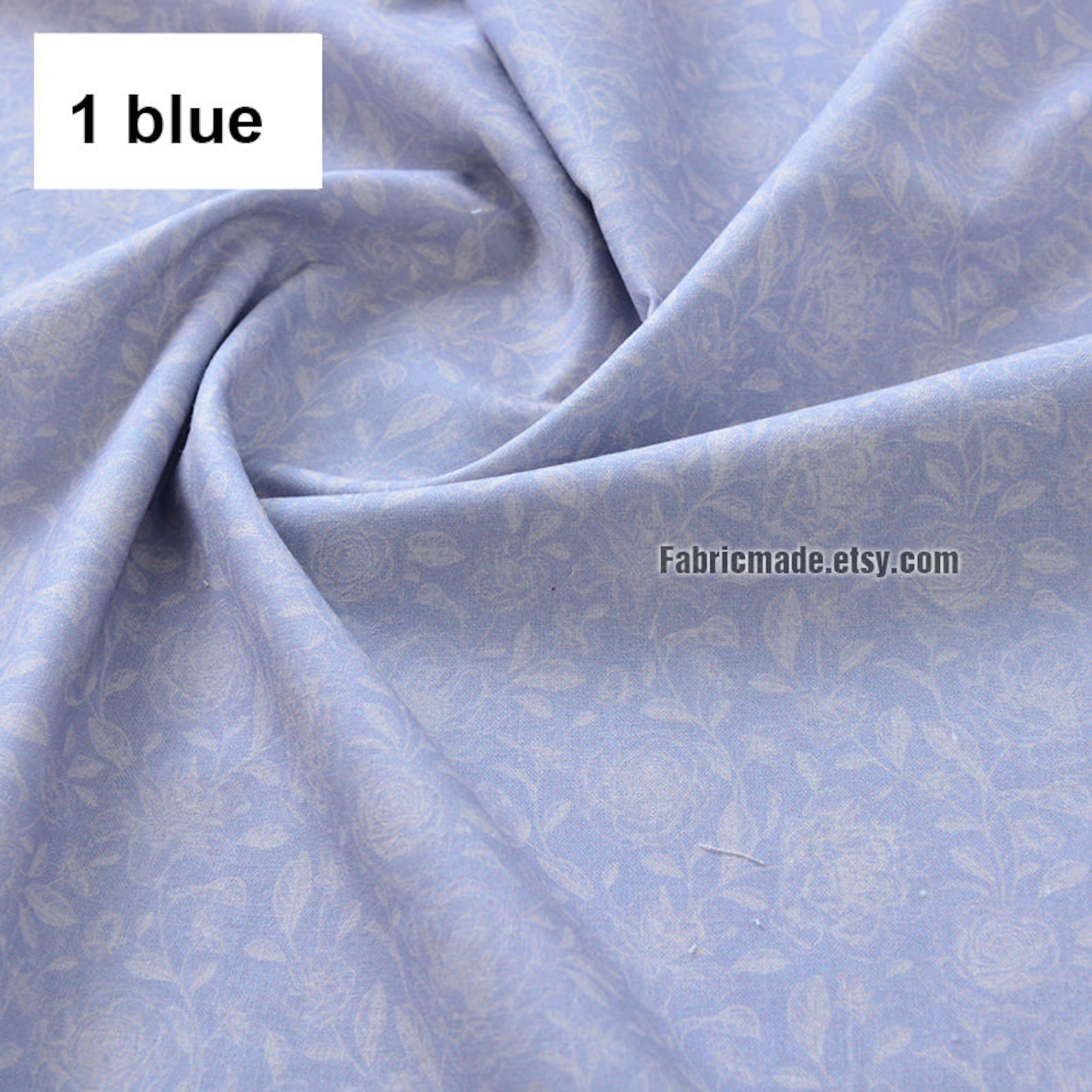 Pastel Floral Cotton Fabric Blue Purple Plum Gray Sweet Flower | Etsy