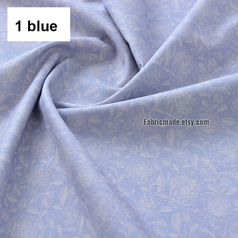 Pastel Floral Cotton Fabric Blue Purple Plum Gray Sweet Flower | Etsy
