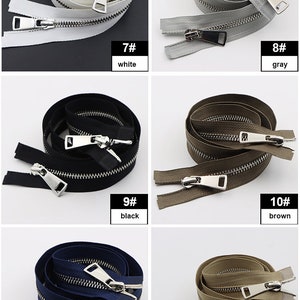 21 Colors - Long Silver Teeth Heavy Zippers, Two Ways Metal Zippers for ...