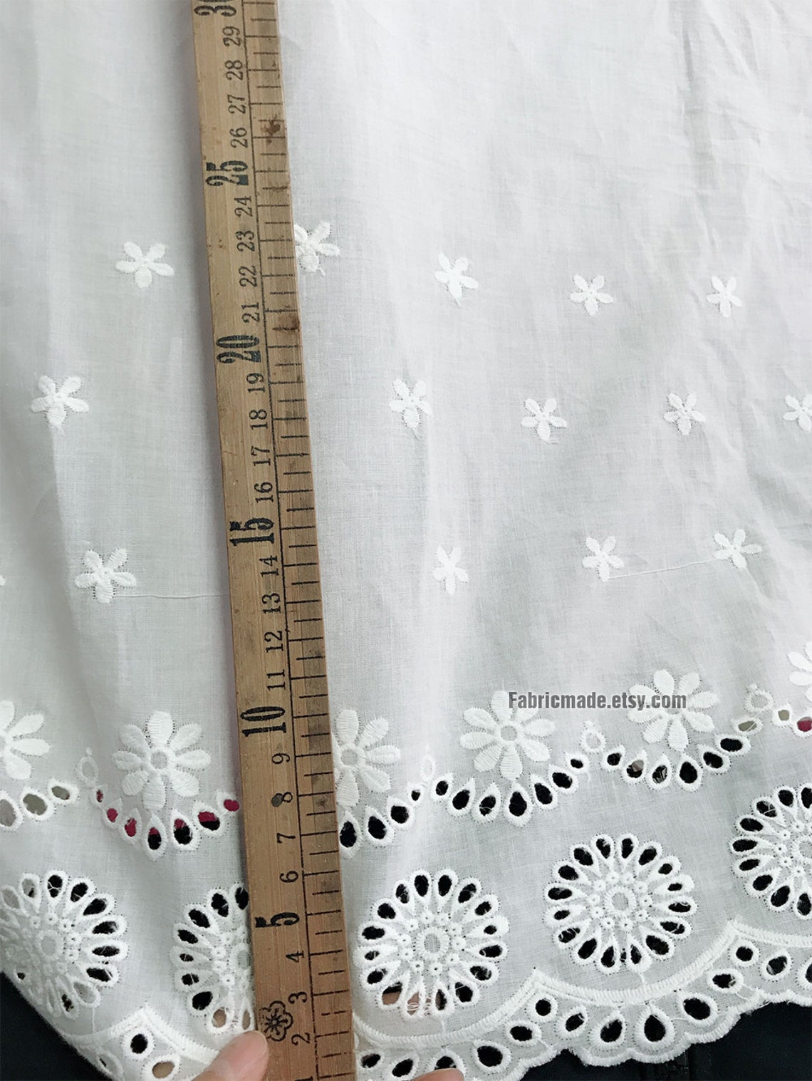 White Cotton Eyelet Borders Fabric Embroidery Siders Fabric | Etsy