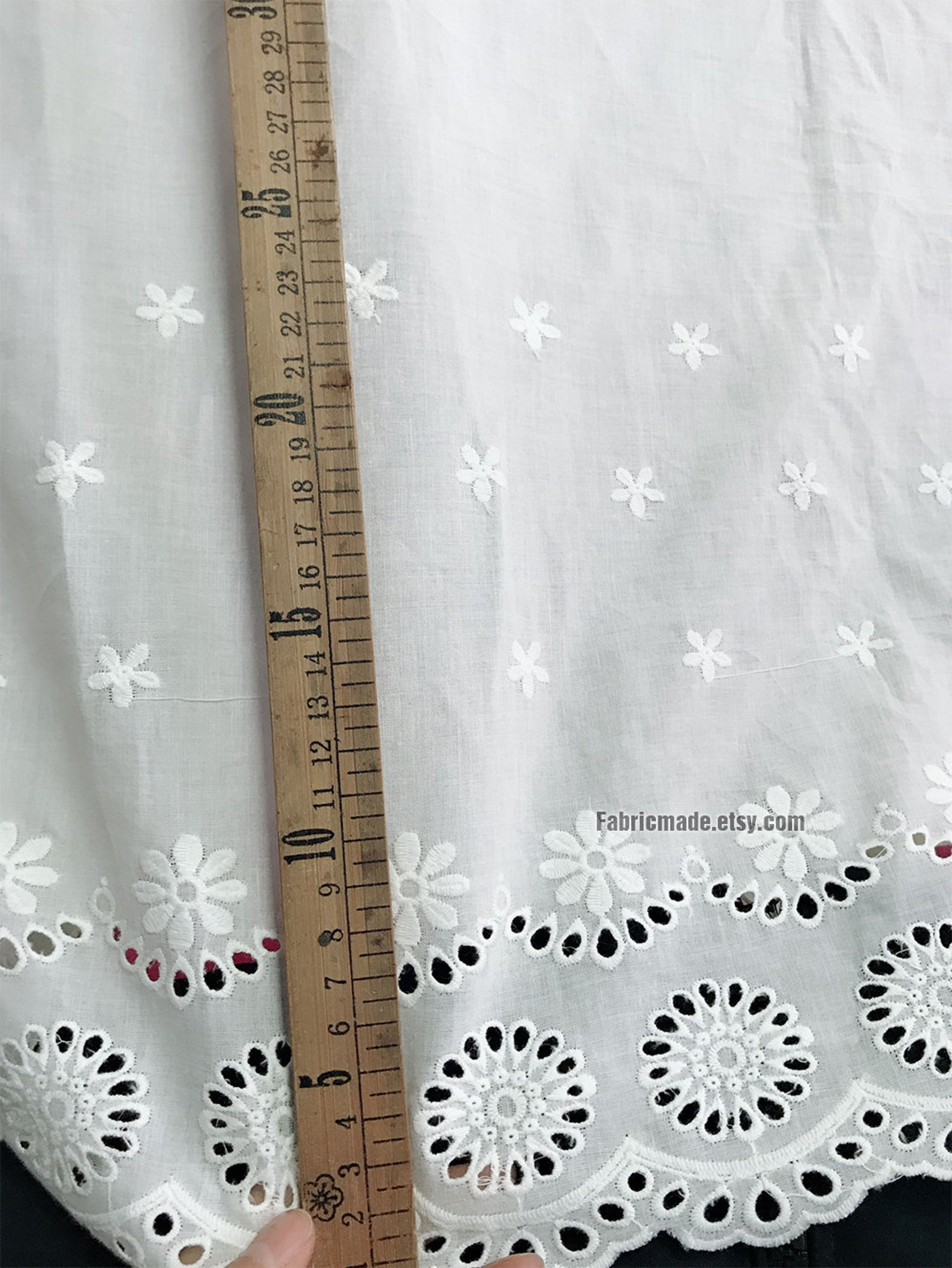 White Cotton Eyelet Borders Fabric Embroidery Siders Fabric | Etsy