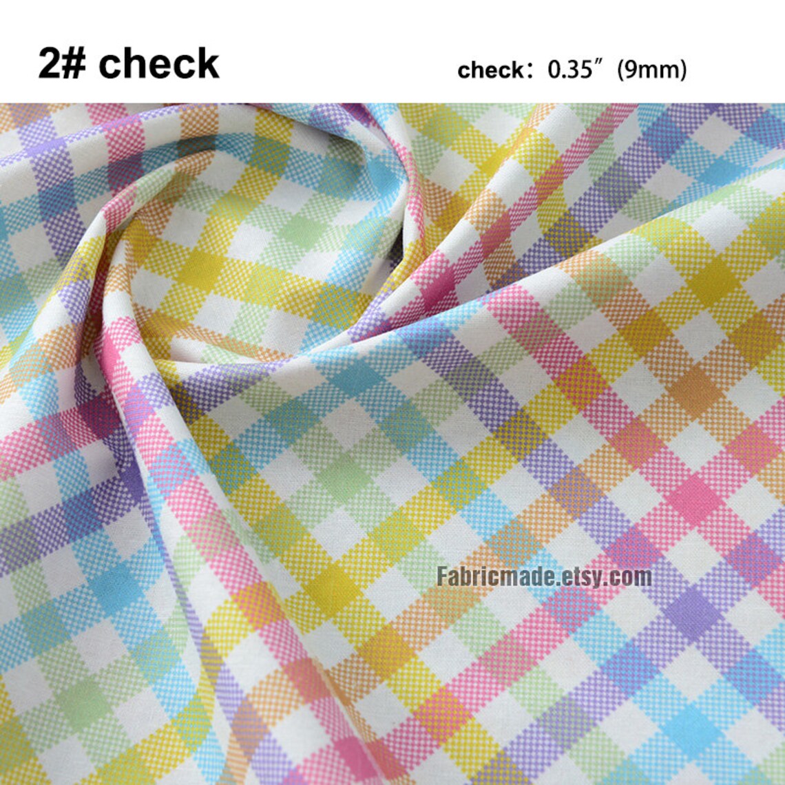 Rainbow Cotton Fabric Plaid Check Polka Dots Wheat Geometric | Etsy