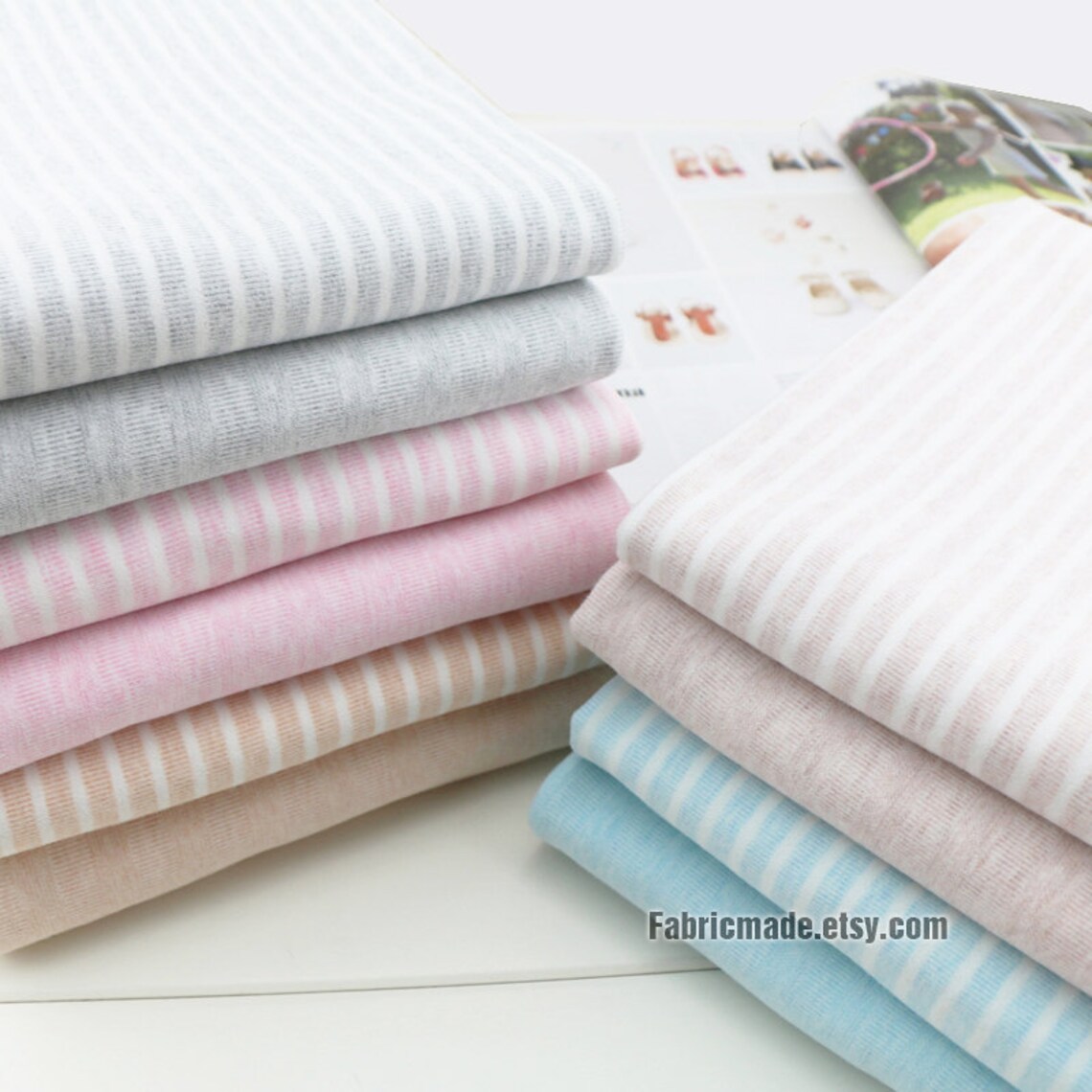Baby Jersey Knitting Fabric Solid Stripe Cotton in Pastel - Etsy