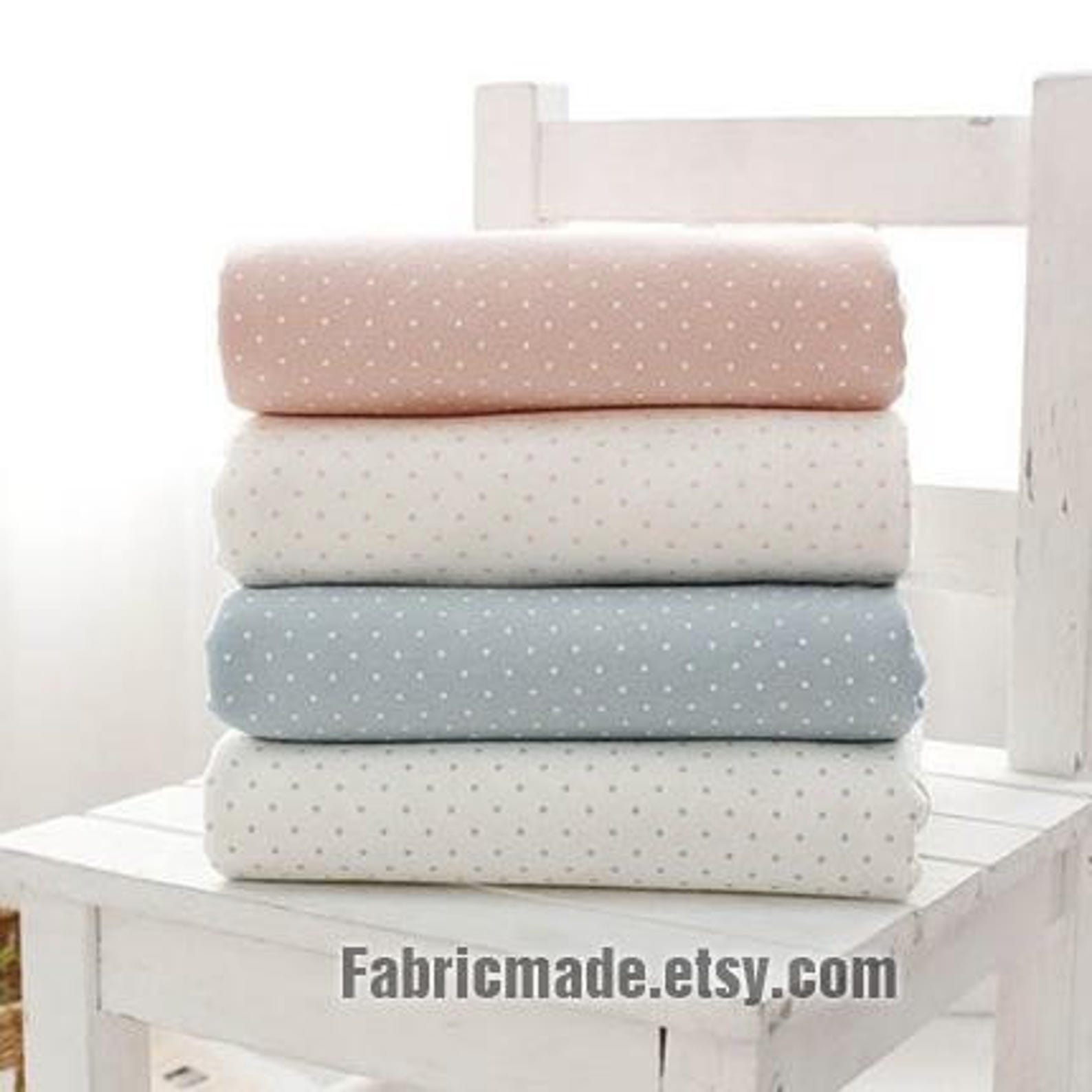 Polka Dots Jersey Cotton Fabric, Pastel Blue Pink Tiny Dots Knit Cotton ...