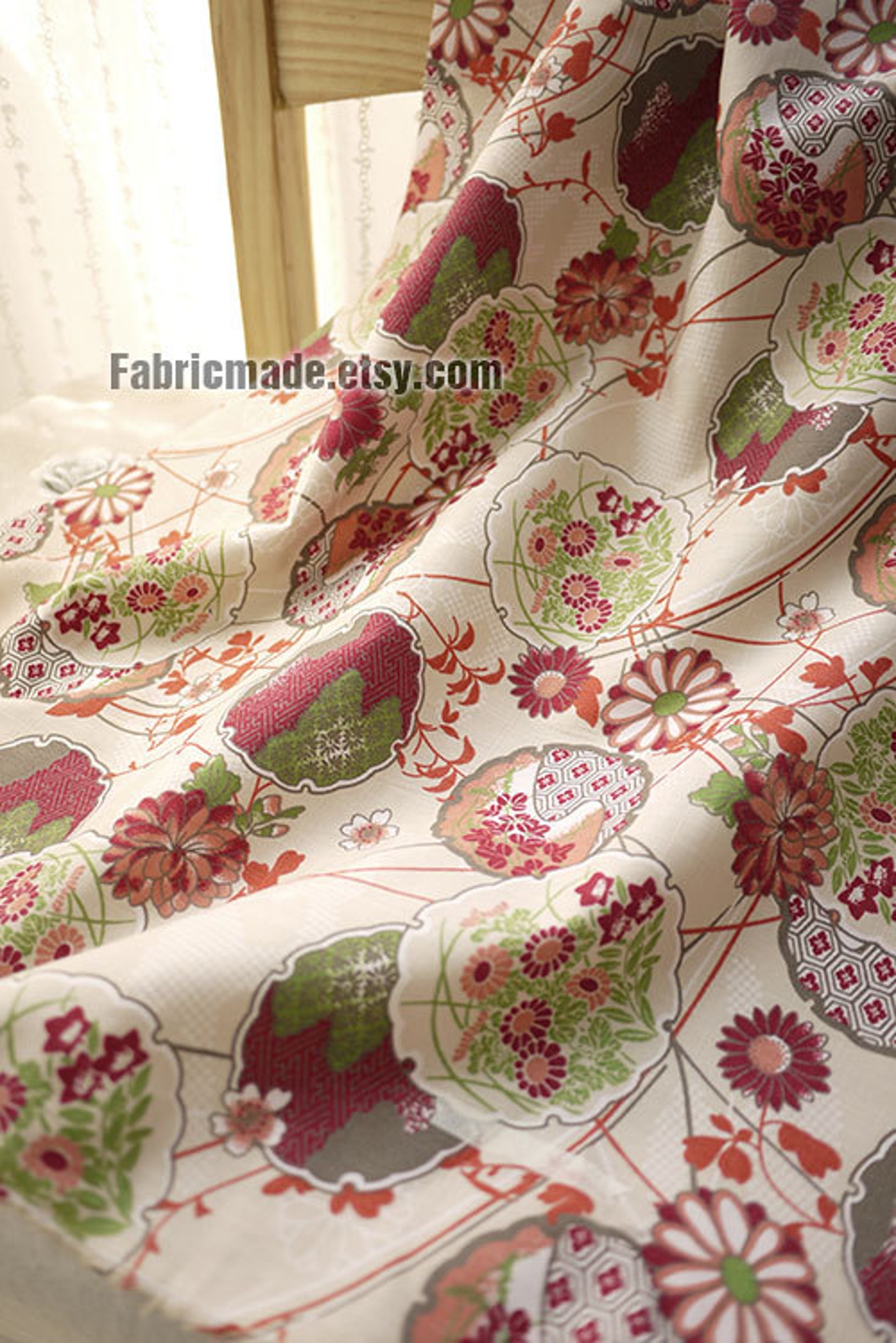 Shabby Chic Cotton Fabric With Large Flower Fabric 1/2 yard | Etsy