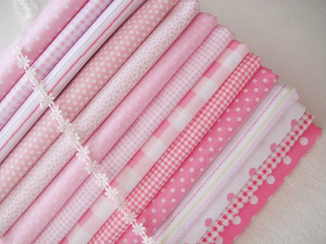 Pink Bundle Fabric Light Pink Fabric Pink Cotton Fabric Pink Dots ...