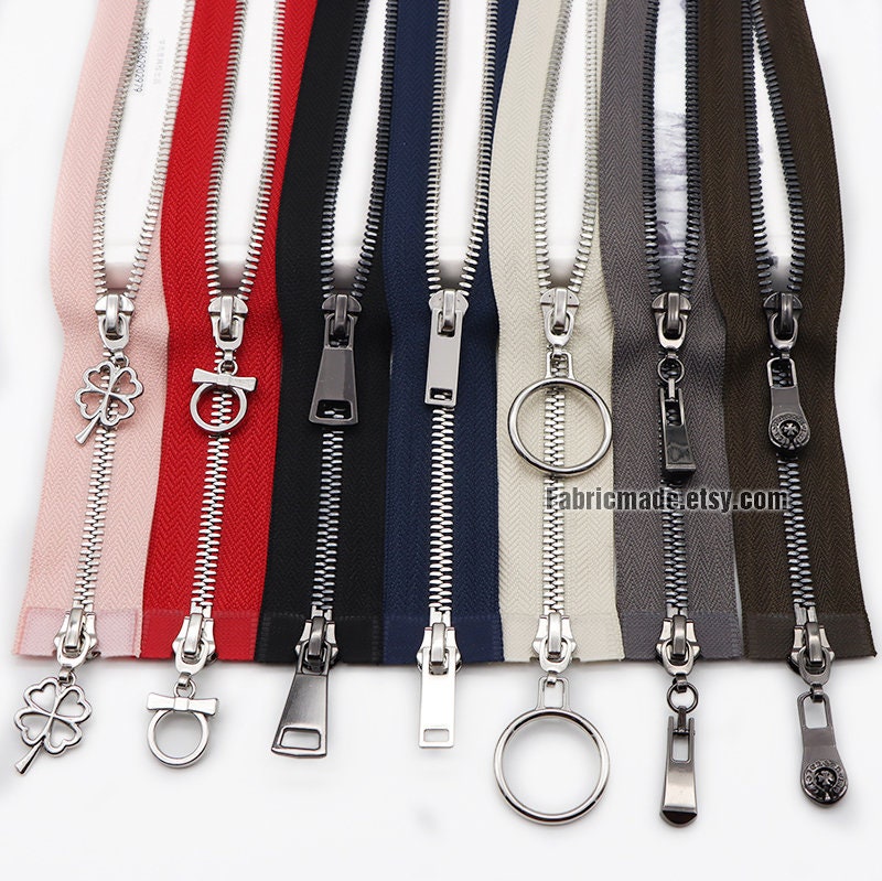 Luxury Silver Bronze Gunmetal Teeth Zippers Two Ways Metal | Etsy