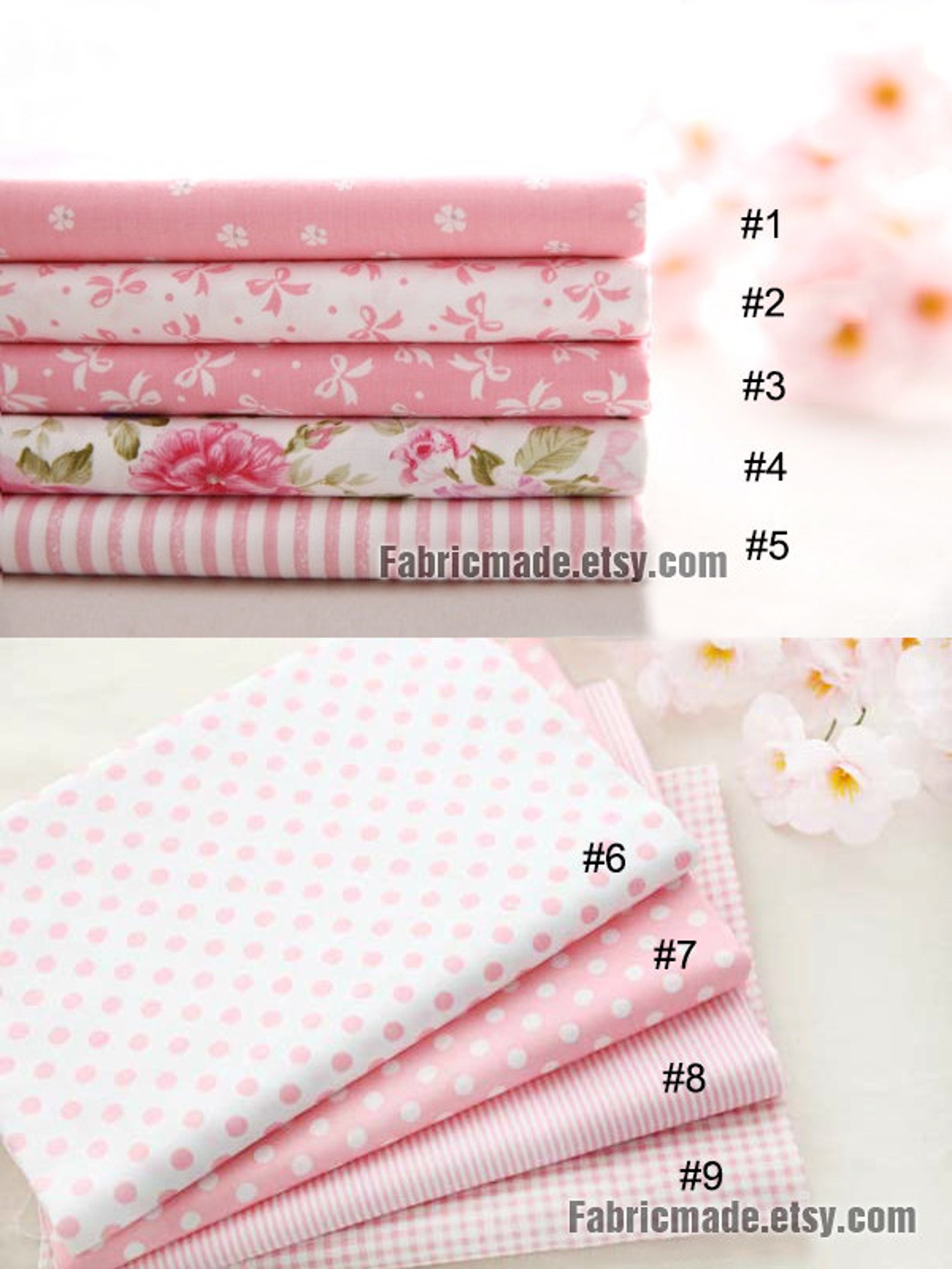 Light Pink Cotton Fabric, Flower Stripe Plain Pink Cotton, Quilting ...