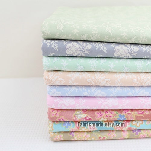 Pastel Flower Cotton Fabric Classic White Antique Roses in - Etsy