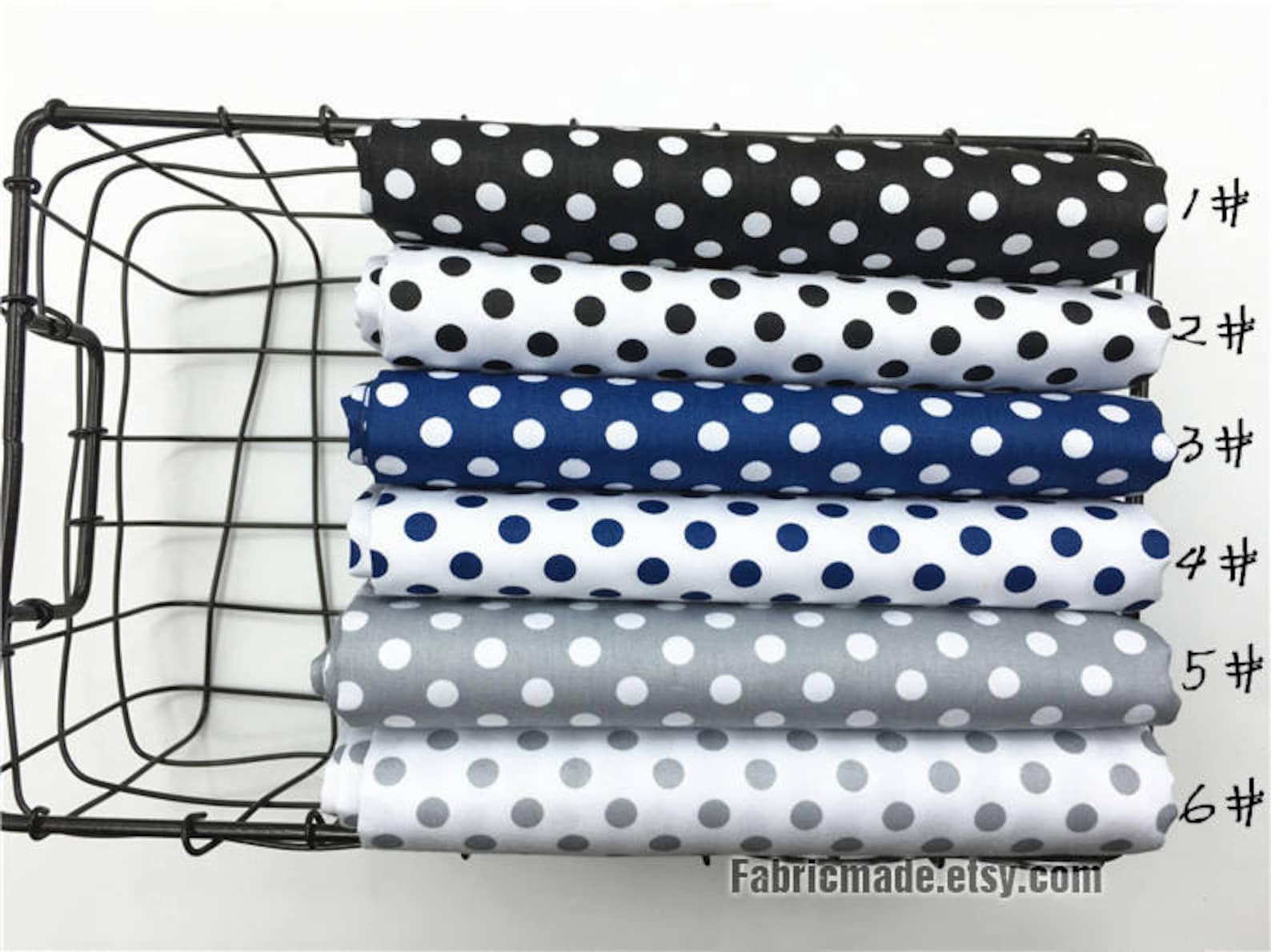 26 Colors Polka Dots Cotton Fabric Green Blue Pink Black Grey Gray ...