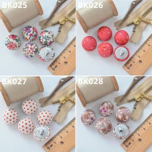 Handmade Floral Fabric Buttons Set of 10- Cloth Buttons, 20mm Fabric ...